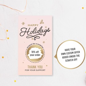 Happy Holidays, Scratch off Custom Logo Thank You Cards, Small Business ...