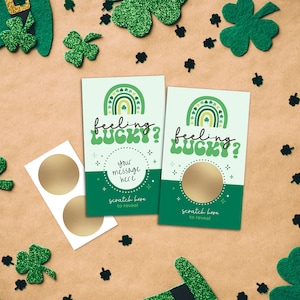 St. Patricks Day Scratch off Cards, Feeling Lucky, Scratch to Reveal ...