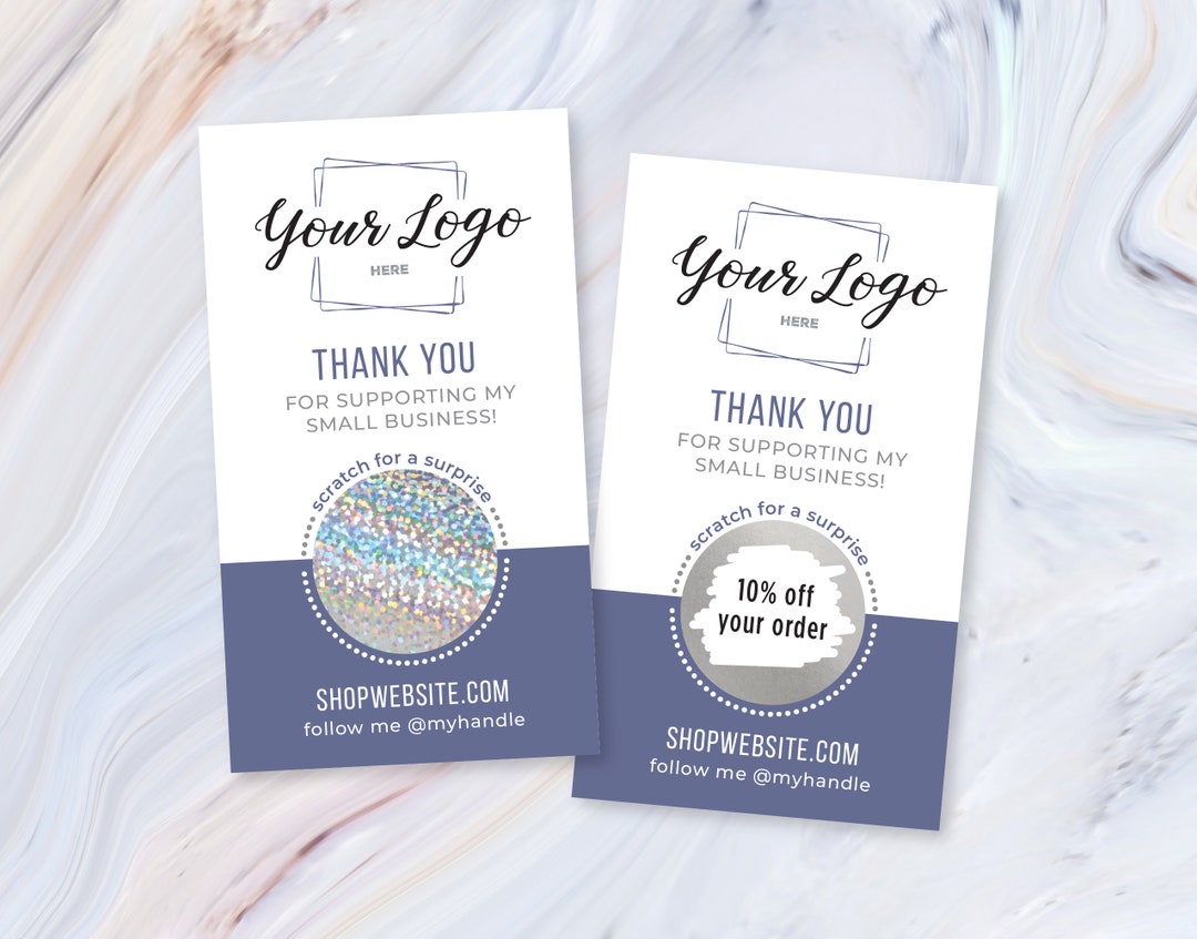 Scratch off Custom Logo Thank You Cards, Small Business Thank You Cards ...