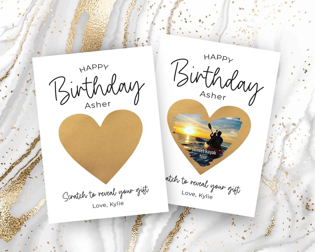 Surprise Birthday Scratch off Card With Photo Reveal, Happy Birthday ...