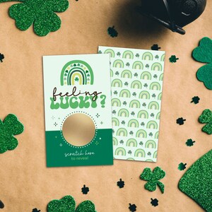 St. Patricks Day Scratch off Cards, Feeling Lucky, Scratch to Reveal ...