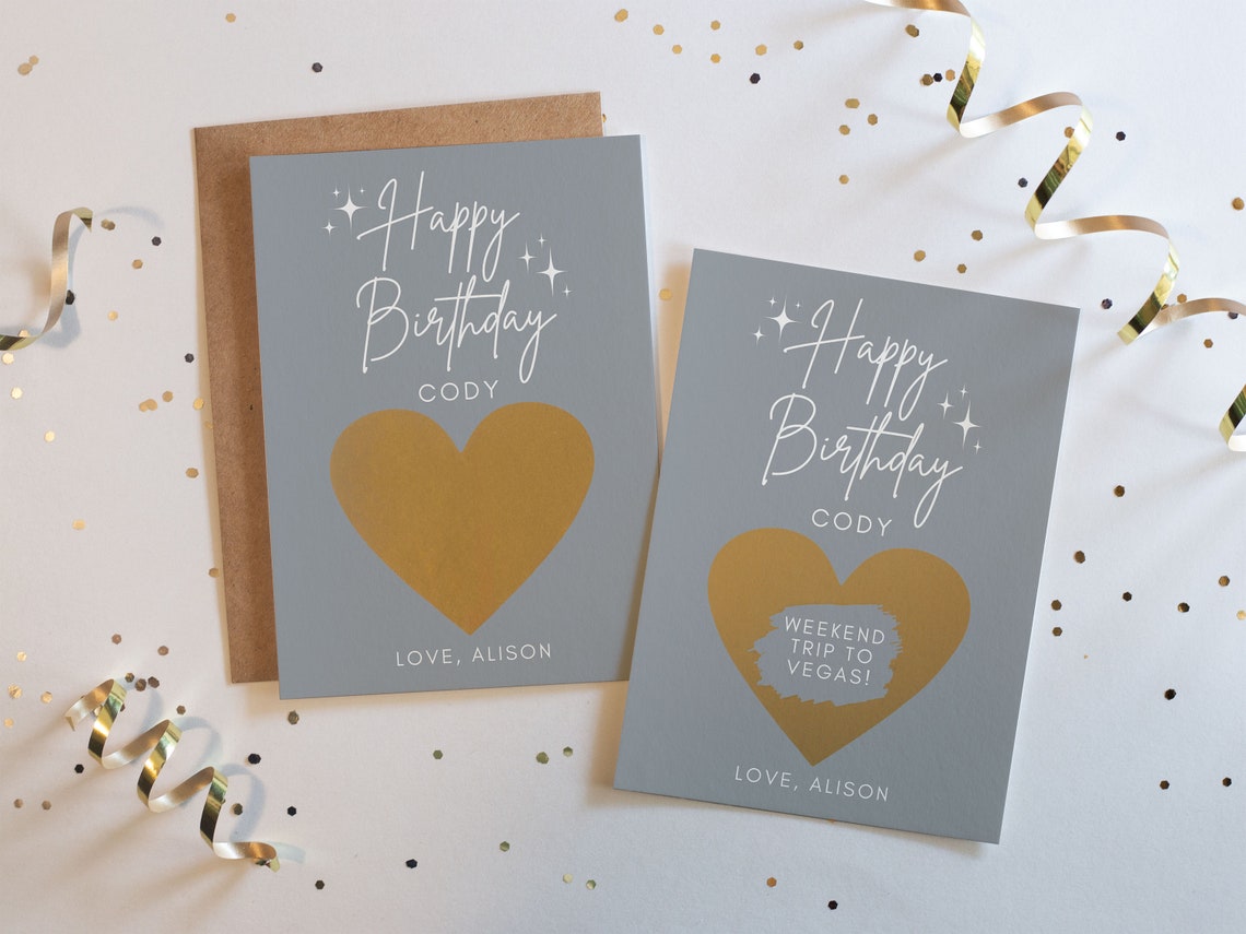 Personalized Birthday Scratch off Card, Birthday Surprise, Retro Colors ...