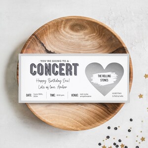 Personalized Surprise Concert Ticket, Surprise Gift, Scratch Off ...