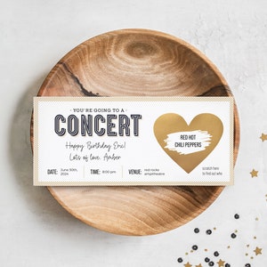 Personalized Surprise Concert Ticket, Surprise Gift, Scratch Off ...