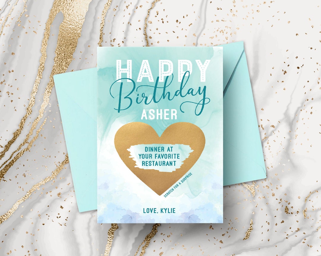 Personalized Birthday Scratch off Card, Birthday Surprise, Watercolor ...