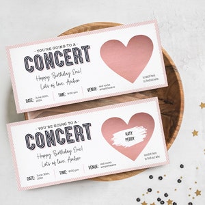 Personalized Surprise Concert Ticket, Surprise Gift, Scratch Off ...