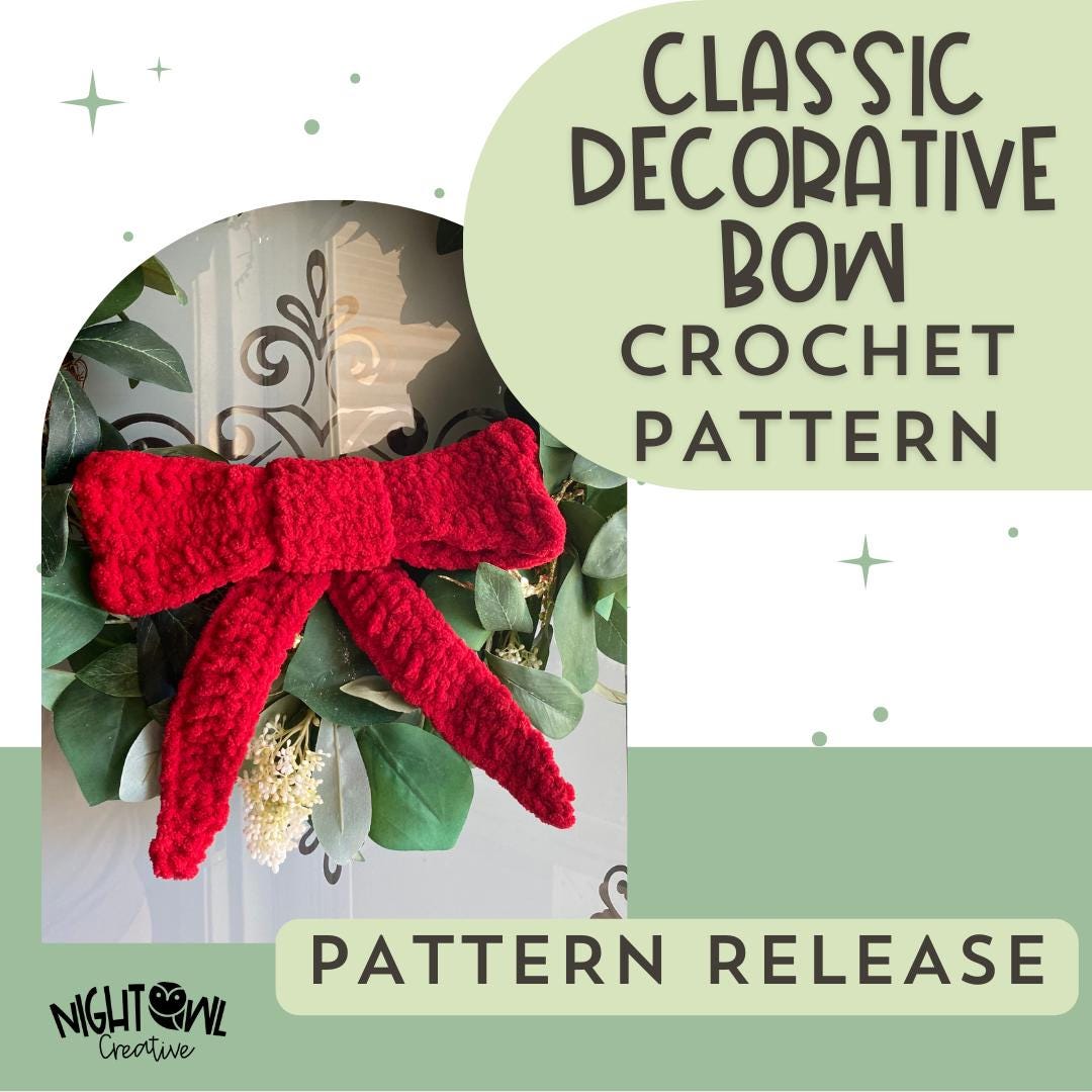 Classic Decorative Bow Crochet Pattern, Large Hair Bow, Christmas Bow ...