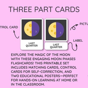 Moon Phases Flashcards – Montessori-inspired 3-part Cards & Posters ...