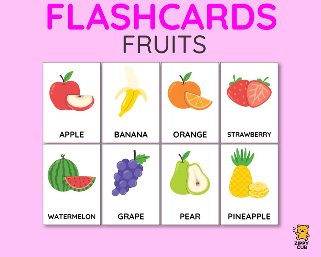 Fruits Flashcards for Kids – Montessori 3-part Cards | 24 Printable ...