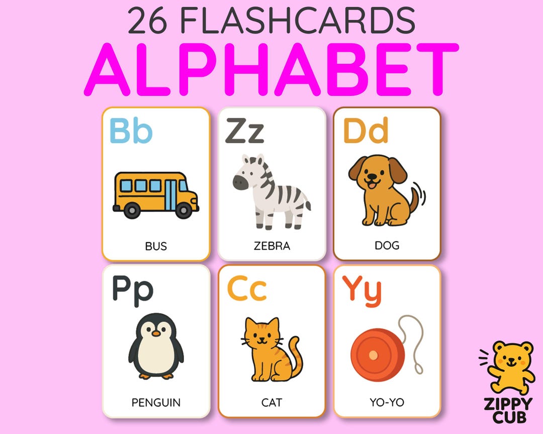 Alphabet Flash Cards, Printable Preschool Toddler Baby Learning Card ...