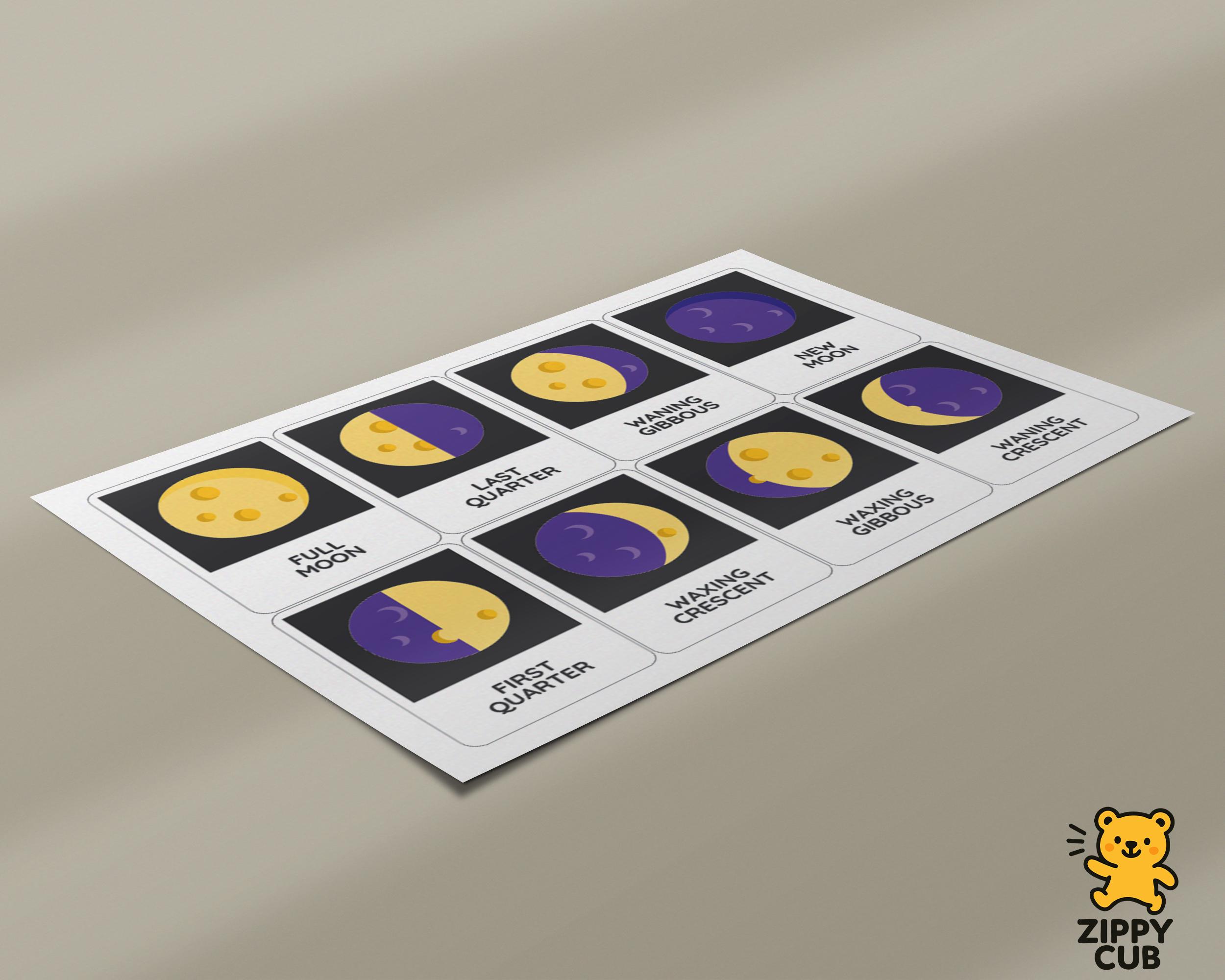 Moon Phases Flashcards – Montessori-inspired 3-part Cards & Posters ...
