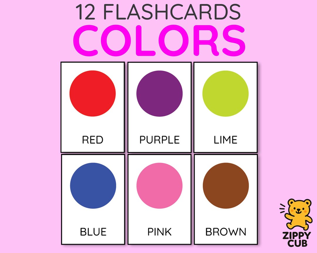 Colors Flash Cards, Printable Preschool Toddler Baby Learning Card Set ...