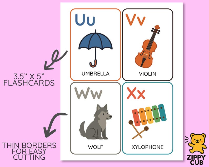 Alphabet Flash Cards, Printable Preschool Toddler Baby Learning Card ...