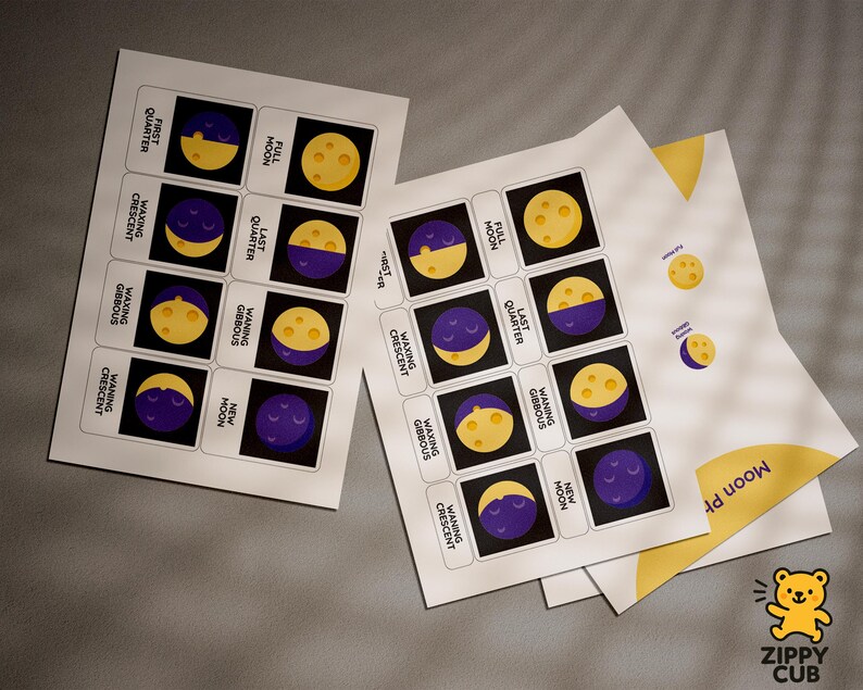 Moon Phases Flashcards – Montessori-inspired 3-part Cards & Posters ...