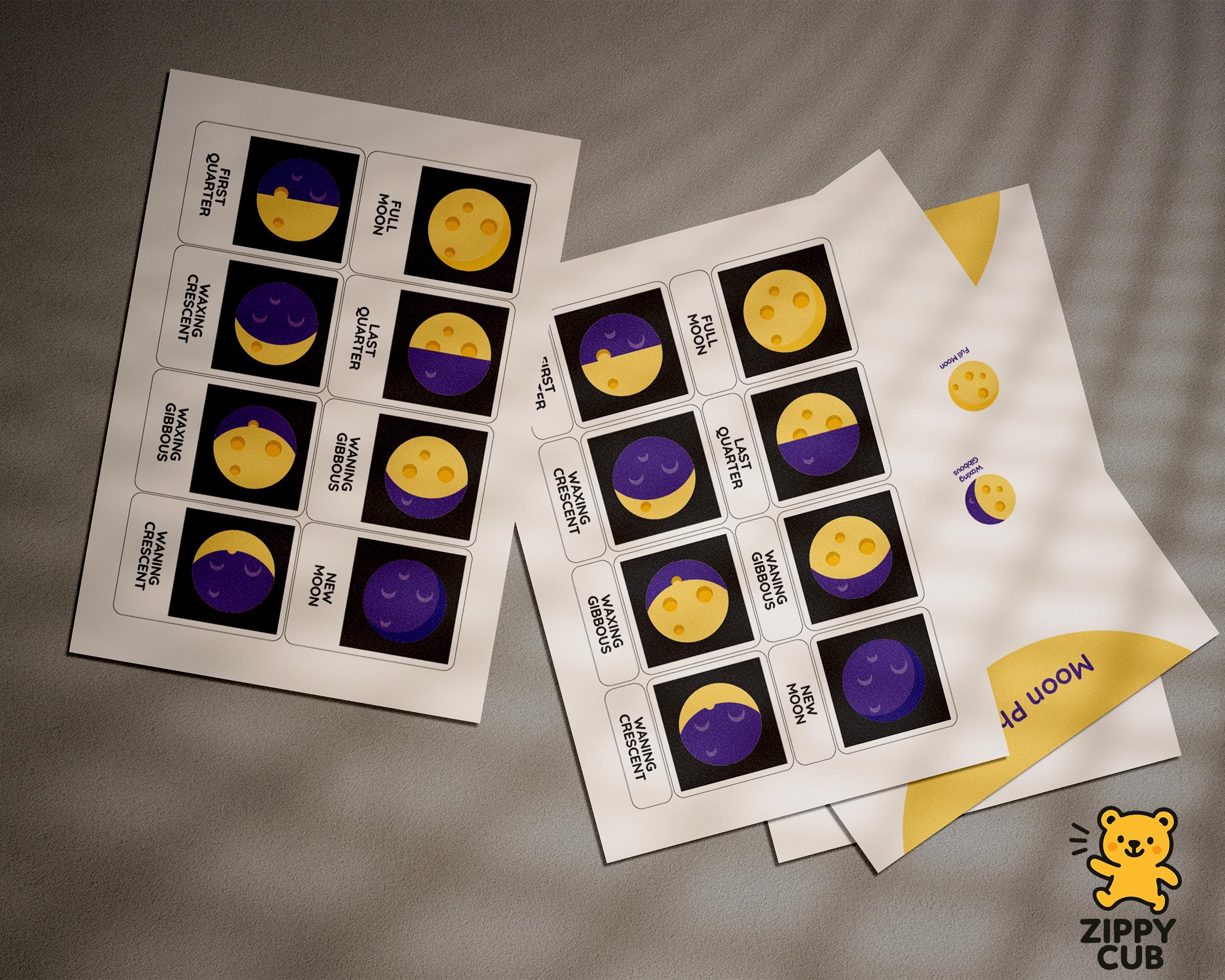 Moon Phases Flashcards – Montessori-inspired 3-part Cards & Posters ...