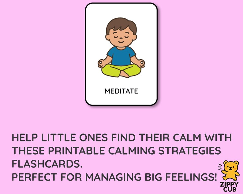 Calming Strategies Flash Cards, Printable Preschool Calming Methods ...
