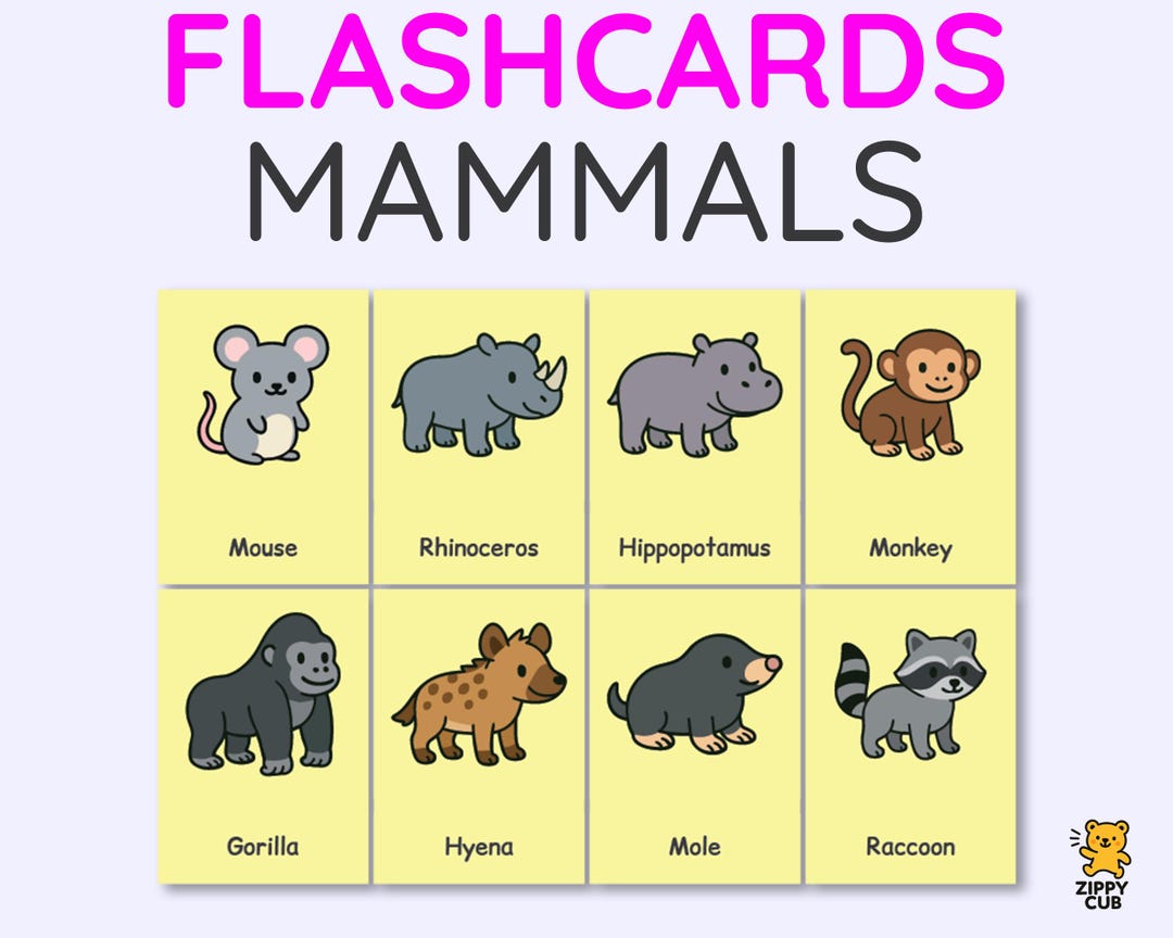 Mammals Flashcards – Montessori 4-part Cards | 2.5"x3.5" Printable ...