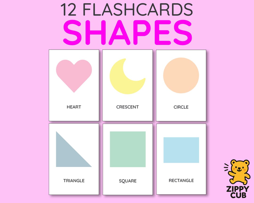 Shapes Flash Cards, Printable Preschool Toddler Baby Learning Card Set ...