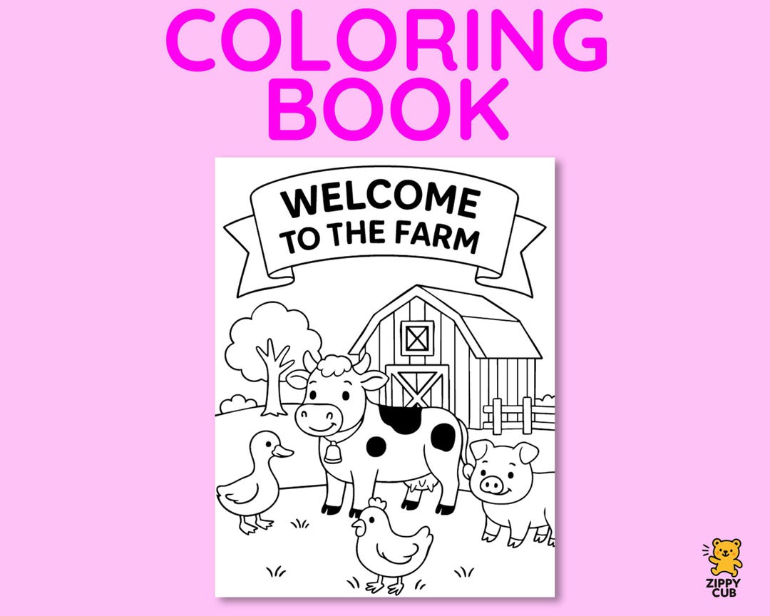 Farm Coloring Book, 20 Pages Printable Preschool Toddler Baby ...