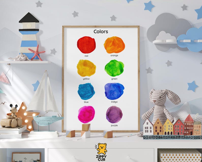 Colors Poster for Kids – Printable Educational Wall Art | 8 Basic ...
