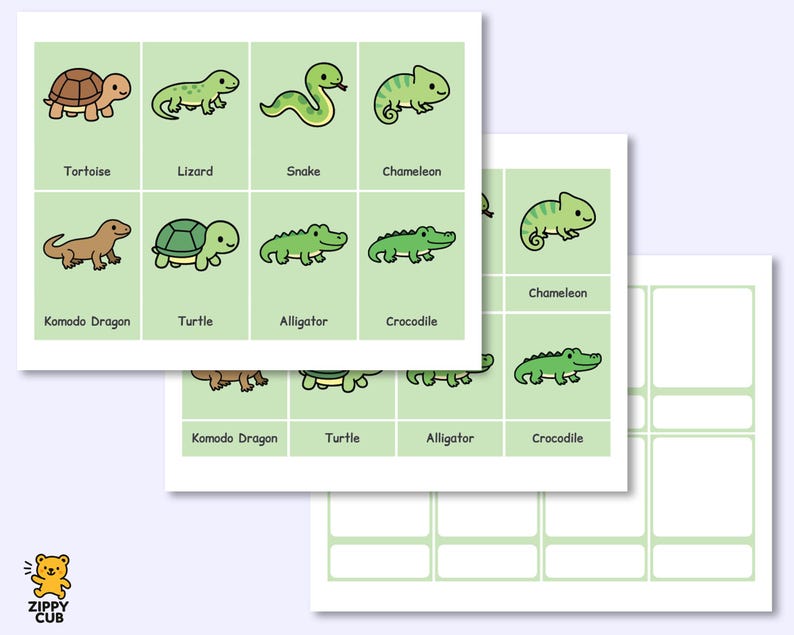 Reptiles & Amphibians Flashcards – Montessori 4-part Cards | 2.5"x3.5 ...