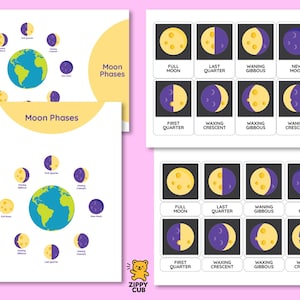 Moon Phases Flashcards – Montessori-inspired 3-part Cards & Posters ...