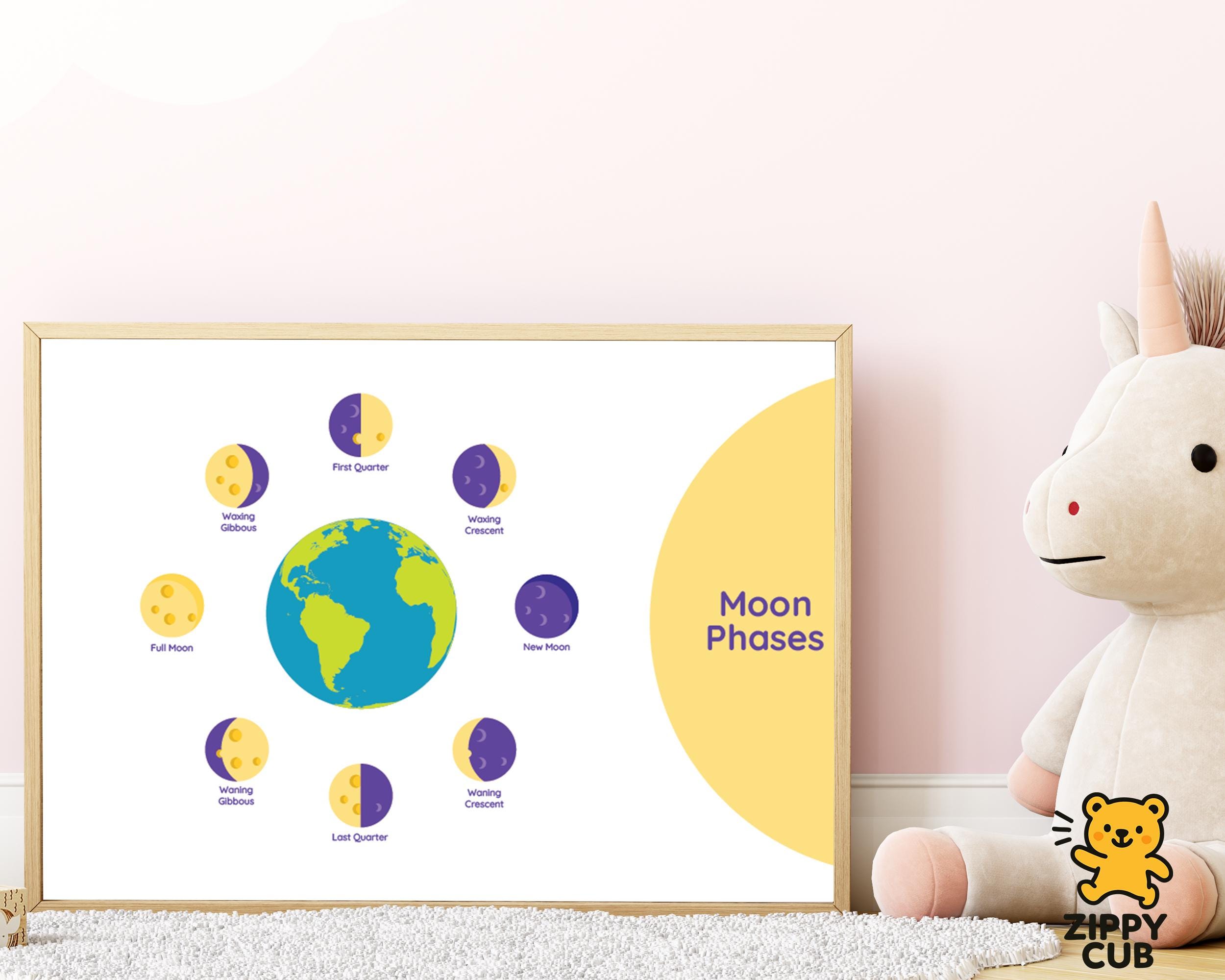 Moon Phases Flashcards – Montessori-inspired 3-part Cards & Posters ...