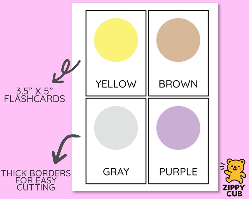 Colors Flash Cards, Printable Preschool Toddler Baby Learning Card Set ...