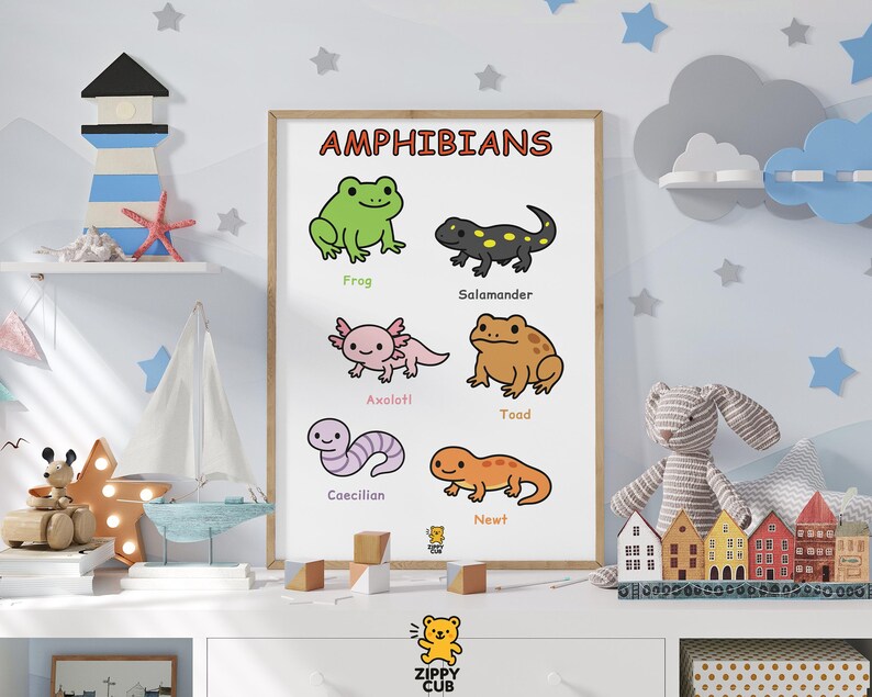 Amphibians Poster for Kids – Printable Science Wall Art | 6 Amphibians ...