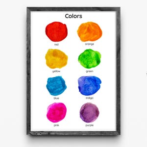 Colors Poster for Kids – Printable Educational Wall Art | 8 Basic ...