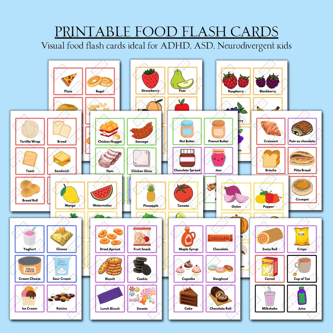Food Flash Cards - ADHD, ASD, Neurodivergent Kids, Picky Eaters ...