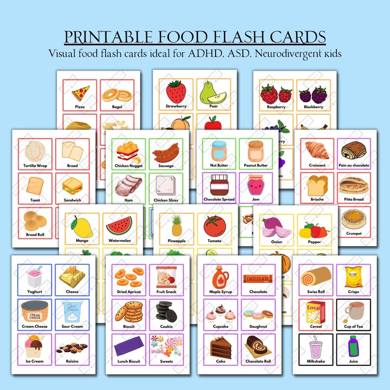 Food Flash Cards - ADHD, ASD, Neurodivergent Kids, Picky Eaters ...