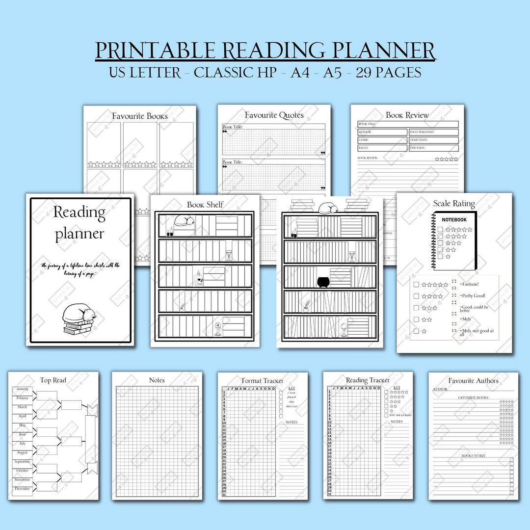 Reading Planner Printable Reading Journal Book Planner Reading Log Book ...