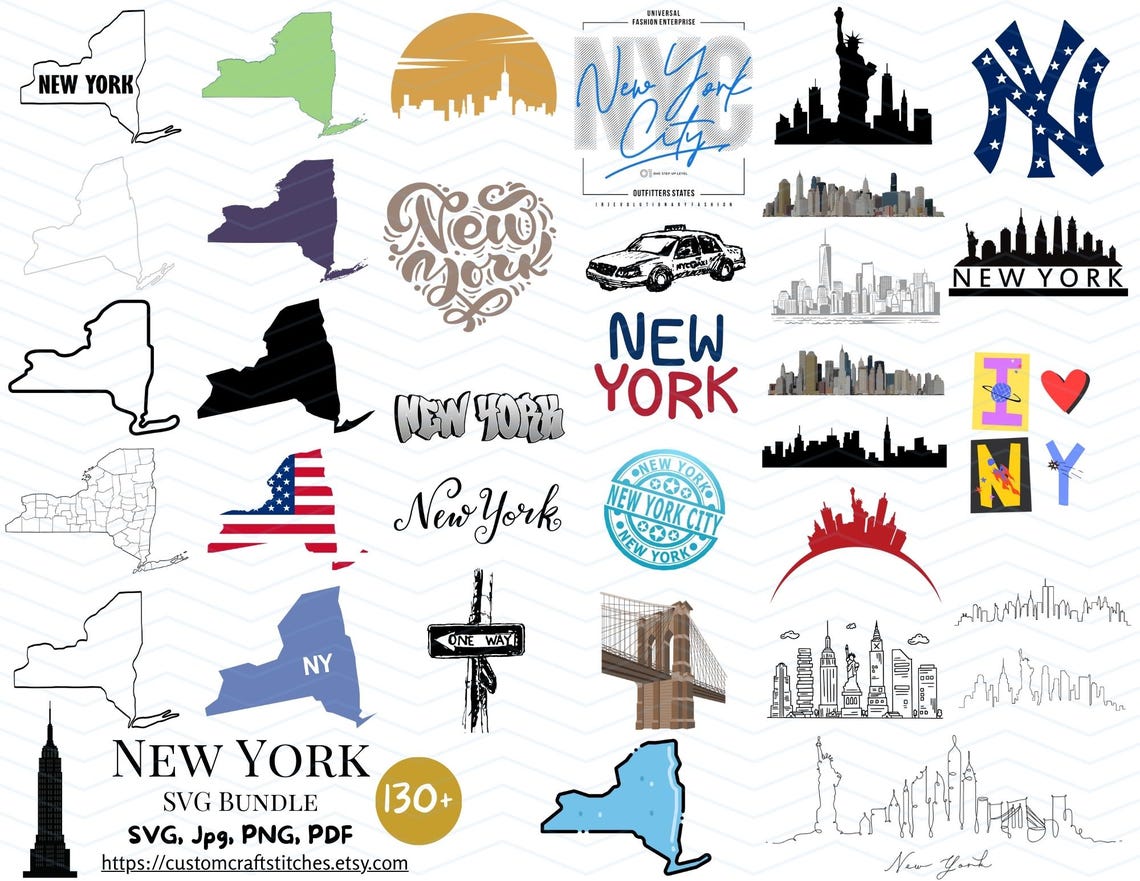New York Svg Bundle, New York Svg Complate Package, New York Map Layout ...