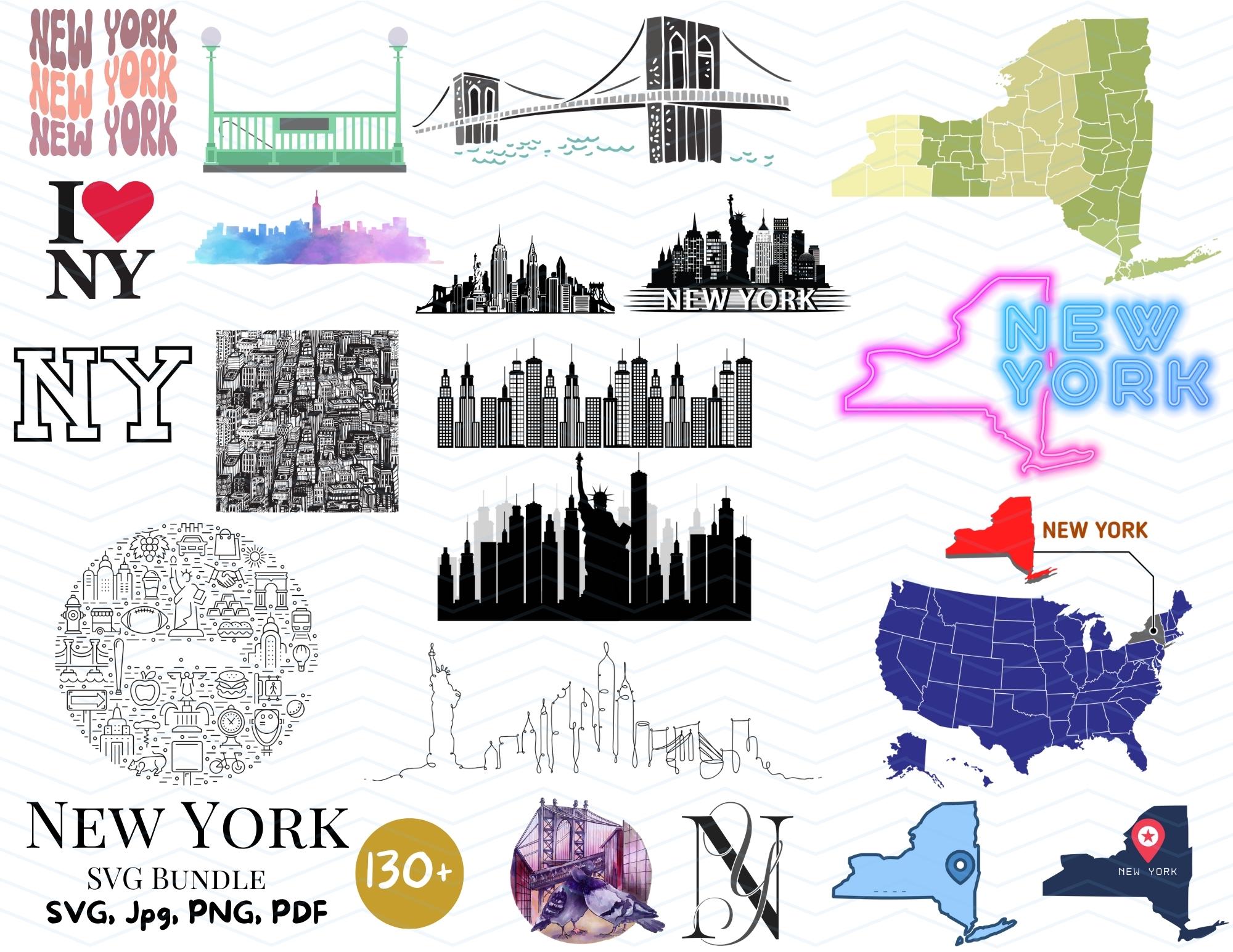 New York Svg Bundle, New York Svg Complate Package, New York Map Layout ...