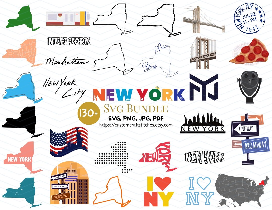 New York Svg Bundle, New York Svg Complate Package, New York Map Layout ...