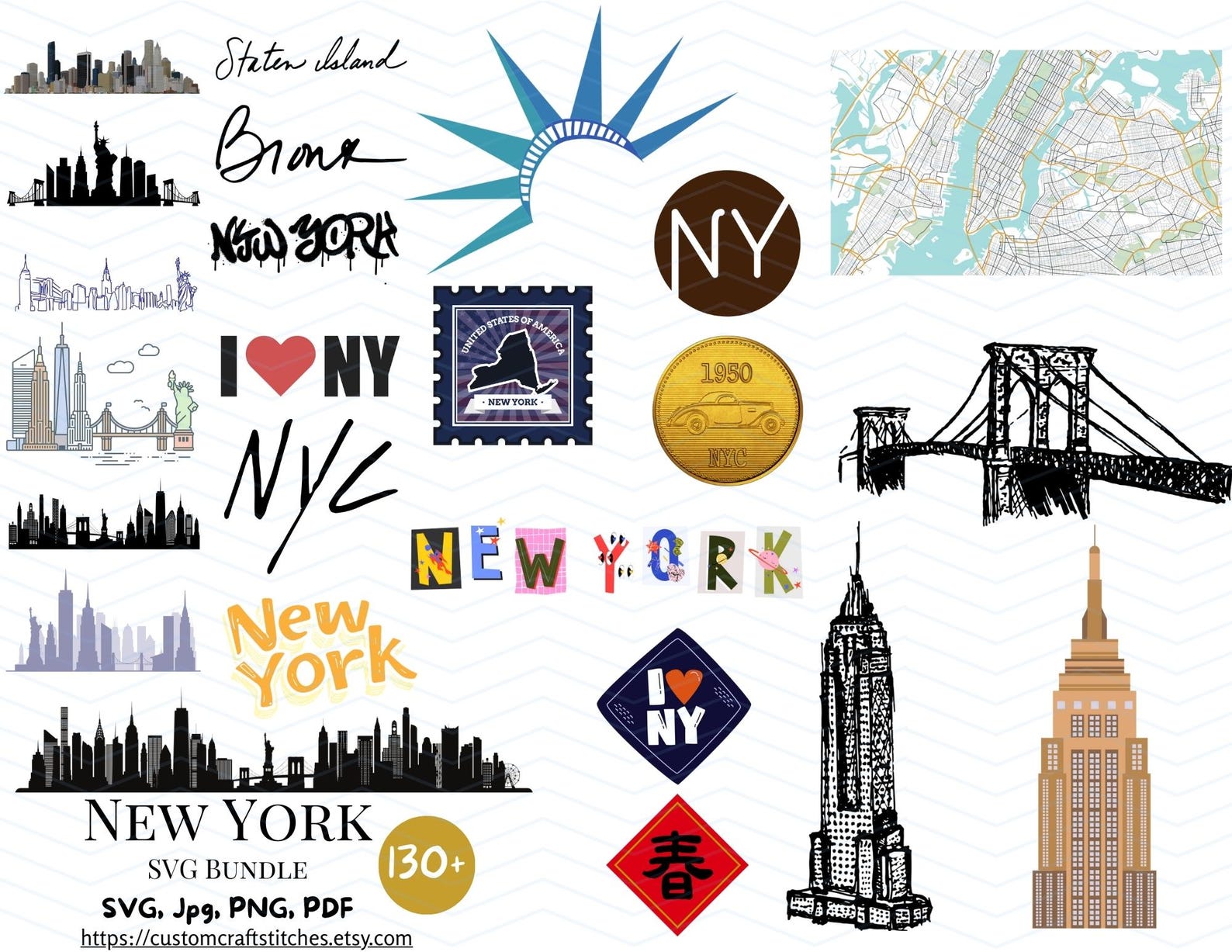 New York Svg Bundle, New York Svg Complate Package, New York Map Layout ...
