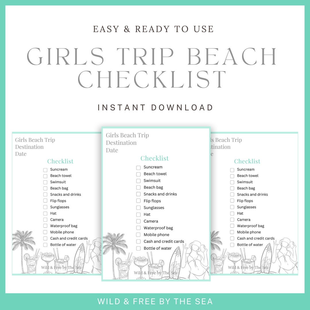 Girls Beach Checklist Printable Beach Checklist Packing - Etsy Australia
