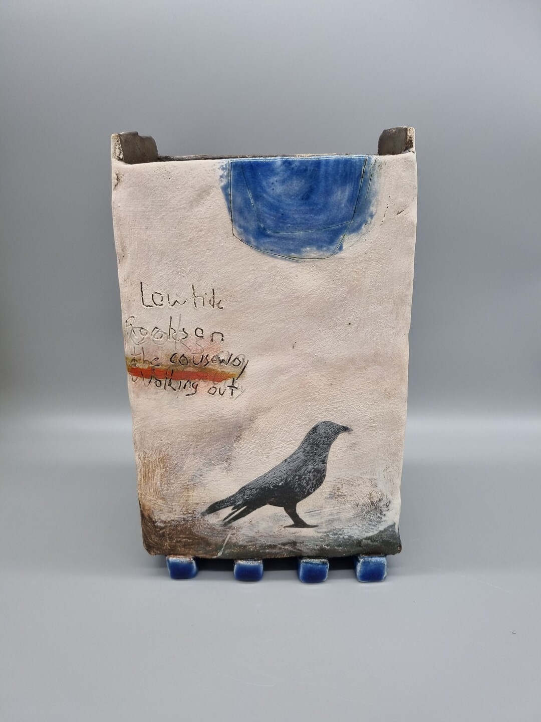 A Studio Pottery Slab Built Footed Vase by Craig Underhill. Beach With ...