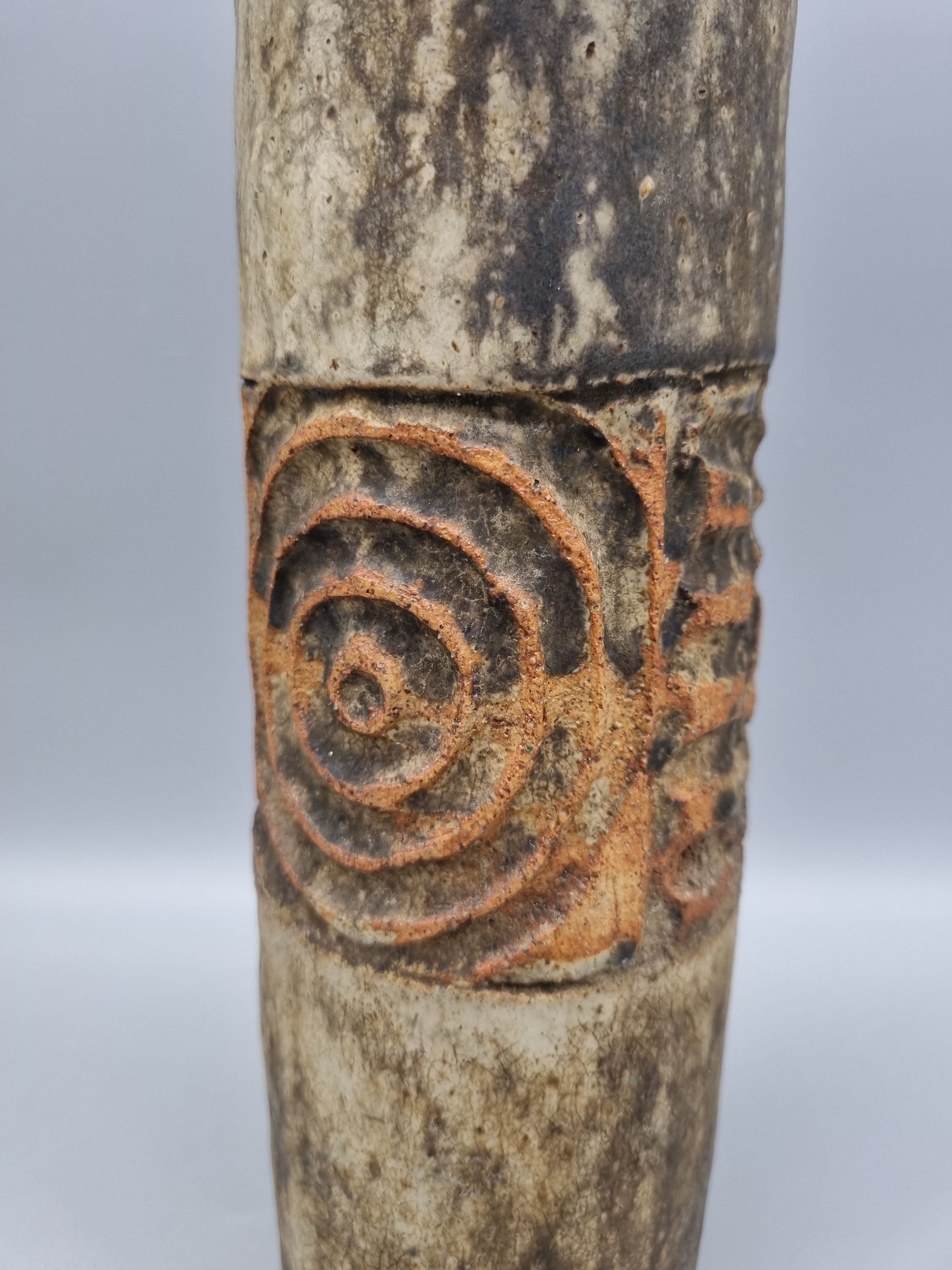 A Vintage Alan Wallwork Studio Pottery Stoneware Cylinder / Totem Vase ...