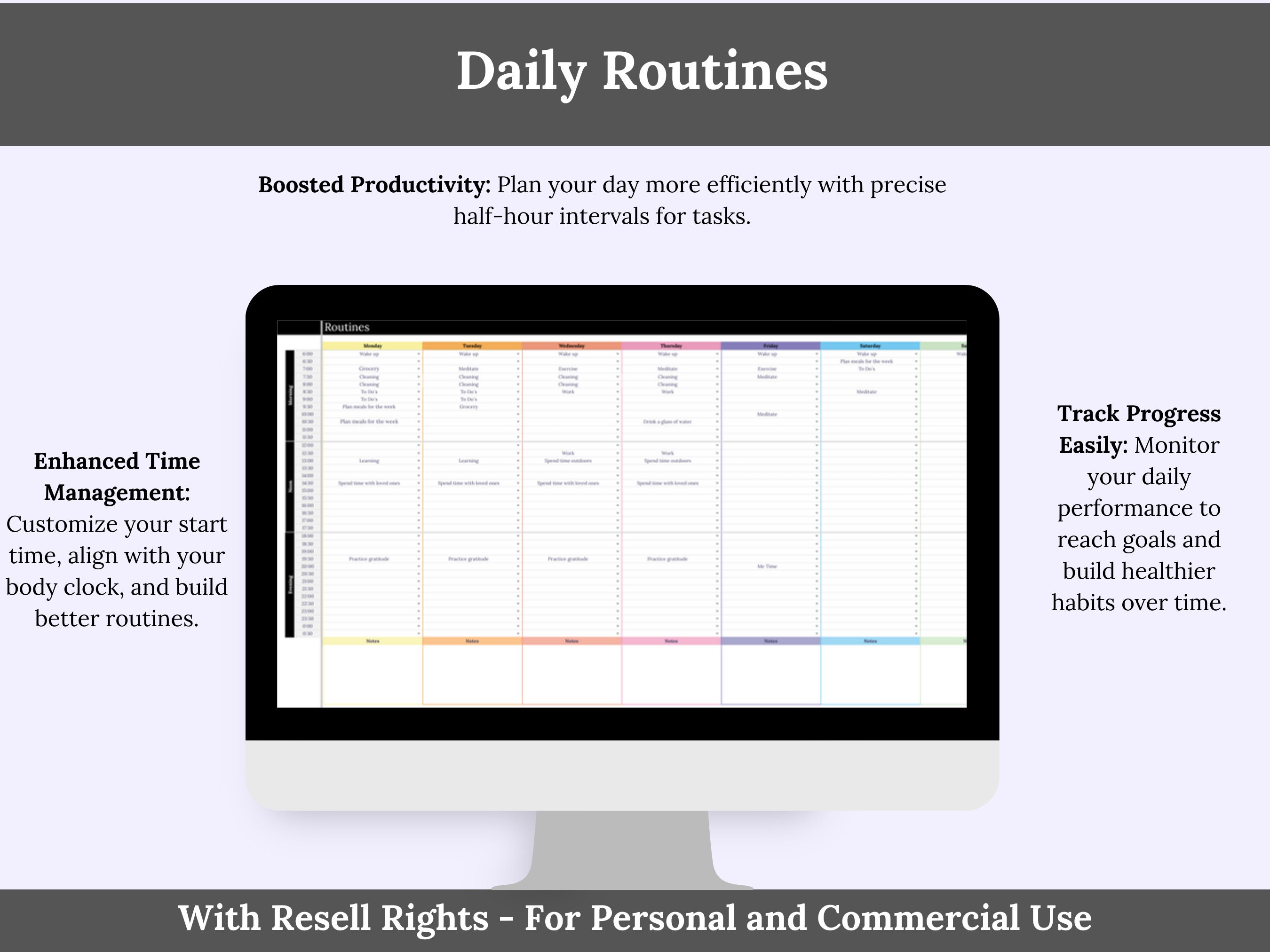 Daily Routine Planner Google Sheets Template, Routine Checklist ...