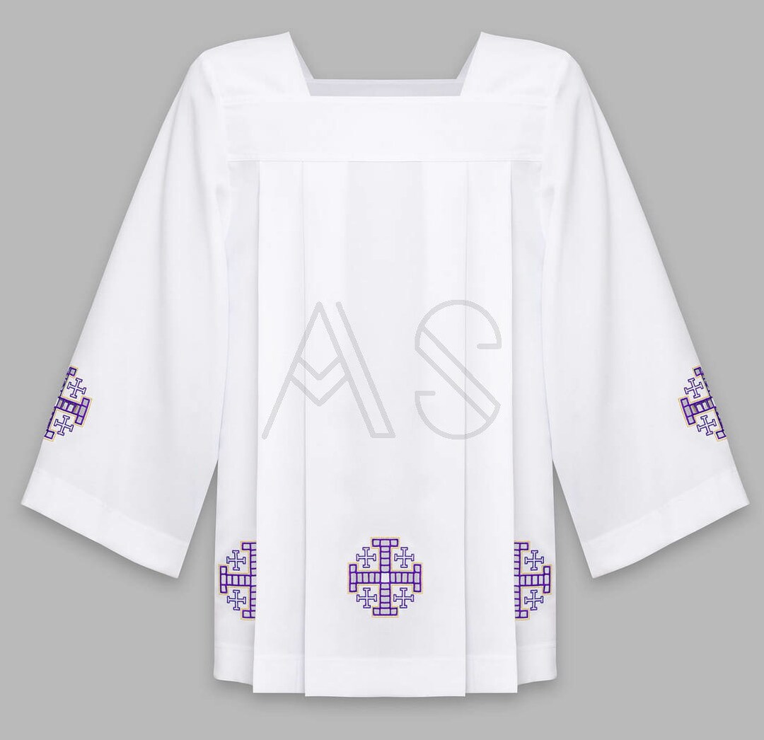 Priest Surplice With Embroidered Purple Jerusalem Crosses - Etsy