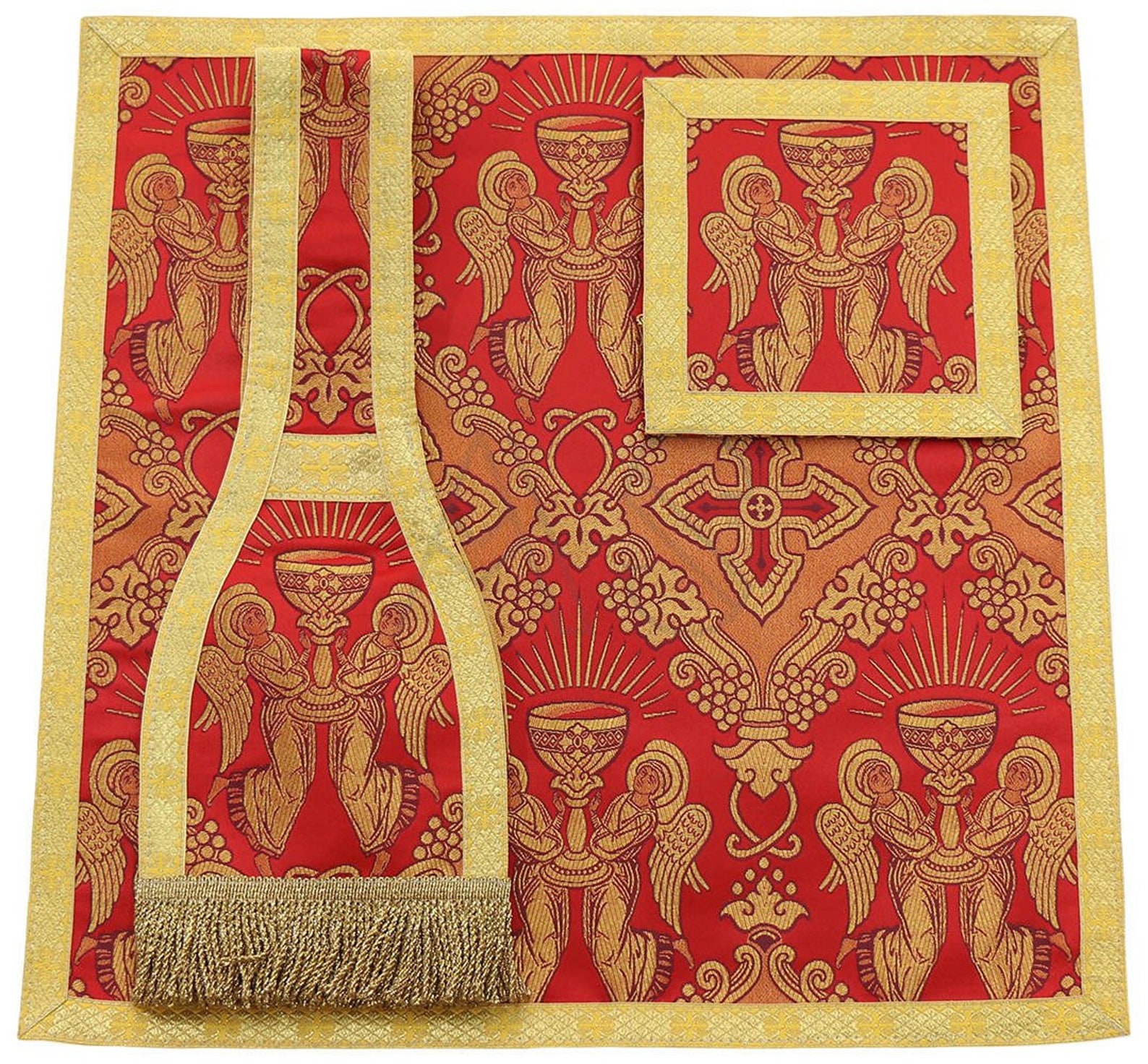 Roman Chasuble With Matching Stole, Maniple, Burse and Chalice Veil Low ...