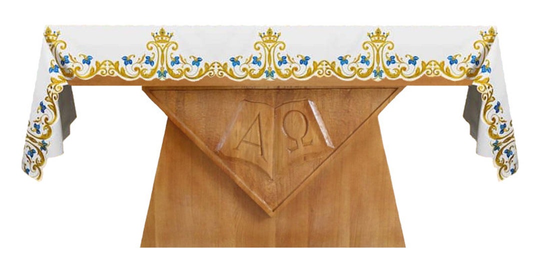 Marian Altar Cloth Gold/blue Embroidered - Etsy