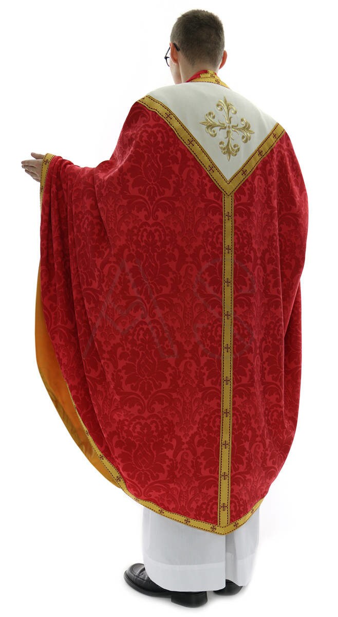 Red Conical Chasuble With Matching Stole, Maniple, Chalice Veil and ...