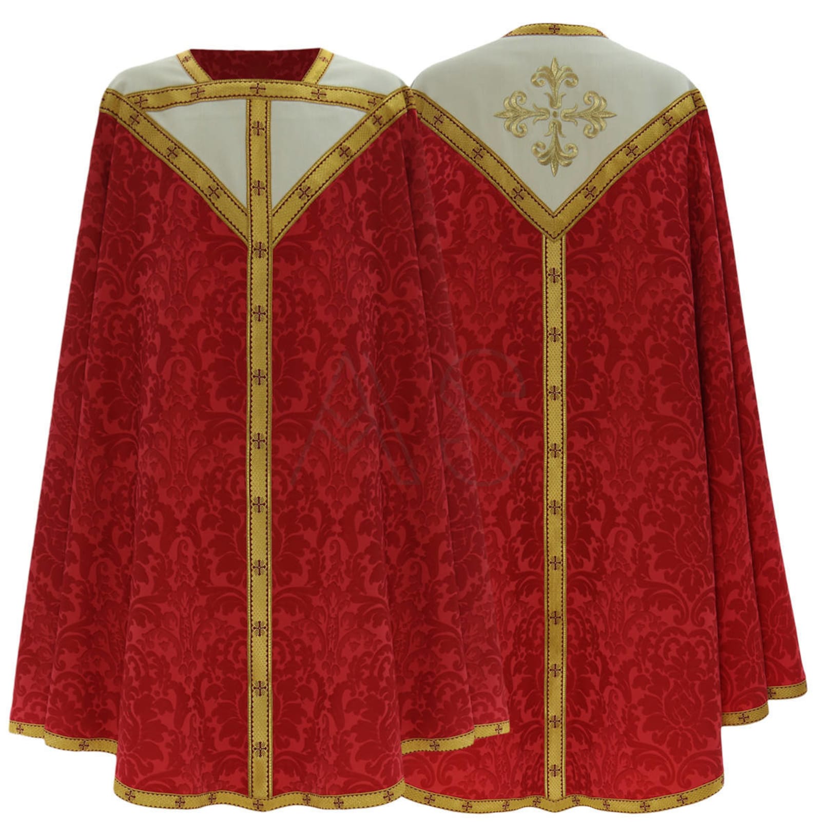 Red Conical Chasuble With Matching Stole, Maniple, Chalice Veil and ...