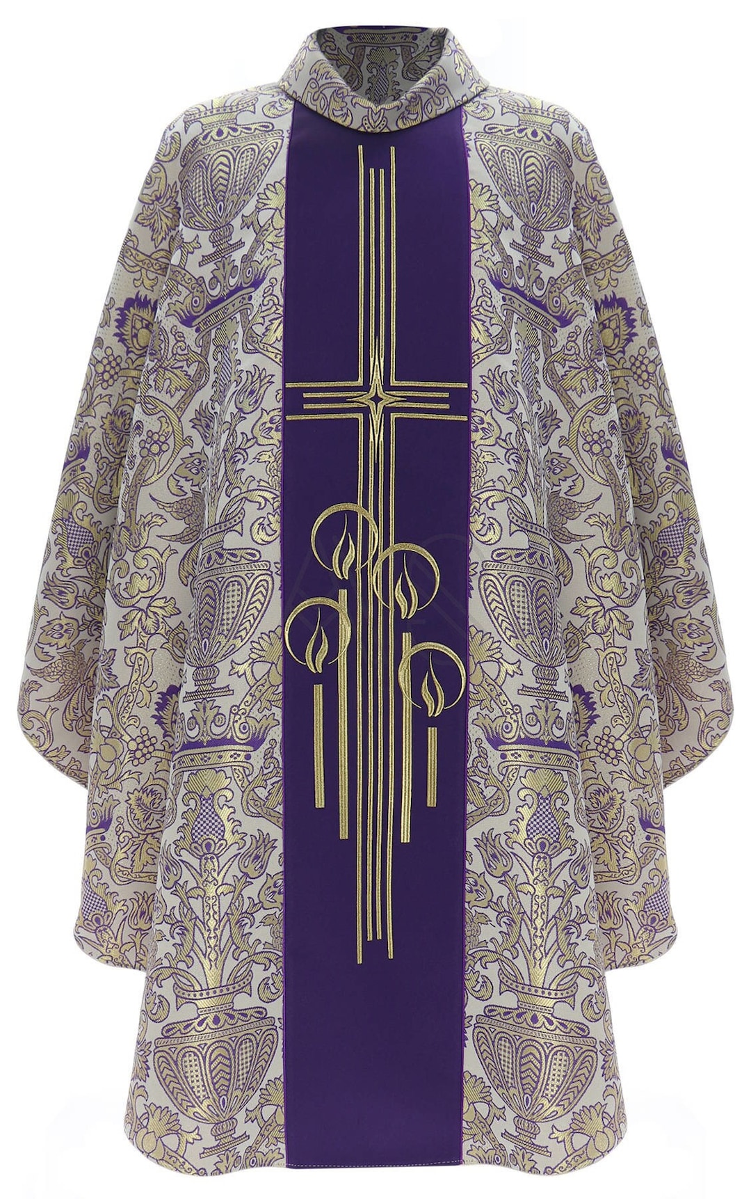 Purple Gothic Chasuble "advent" With Matching Table - Italian Fabric ...