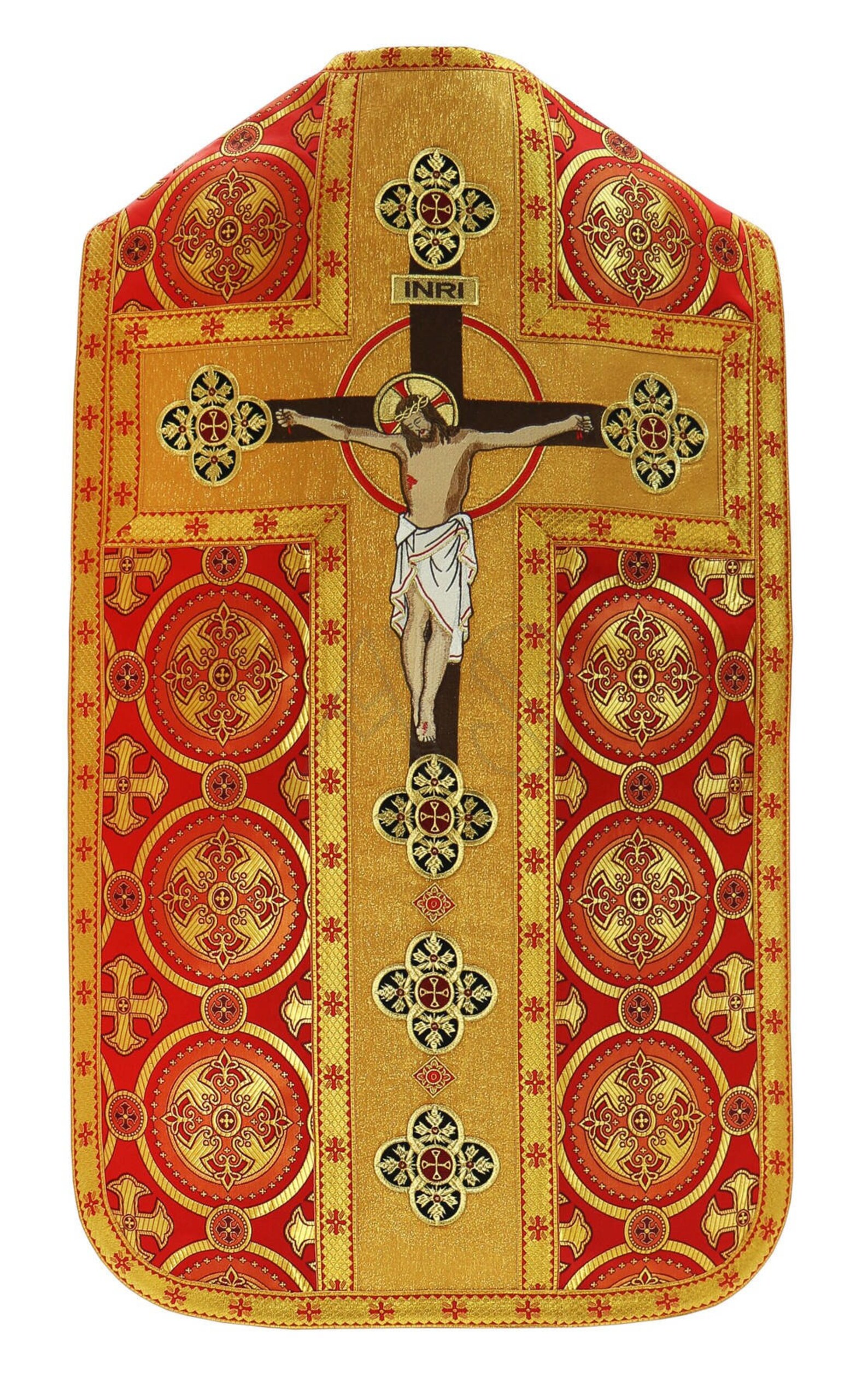 Red Roman Chasuble With Matching Stole, Maniple, Burse and Chalice Veil ...
