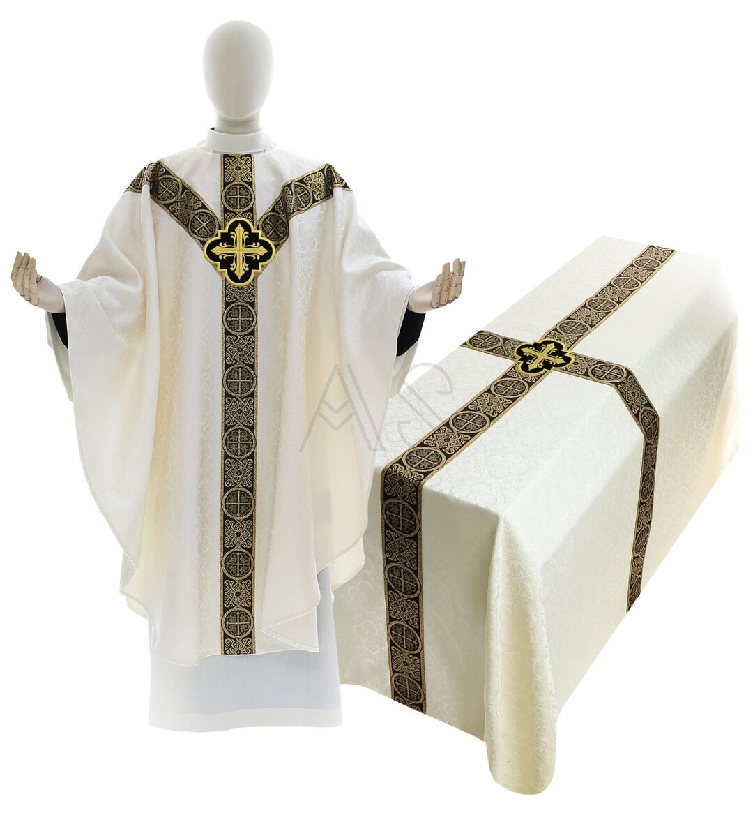 Set of Cream/black Semi Gothic Chasuble With Funeral Pall - Etsy