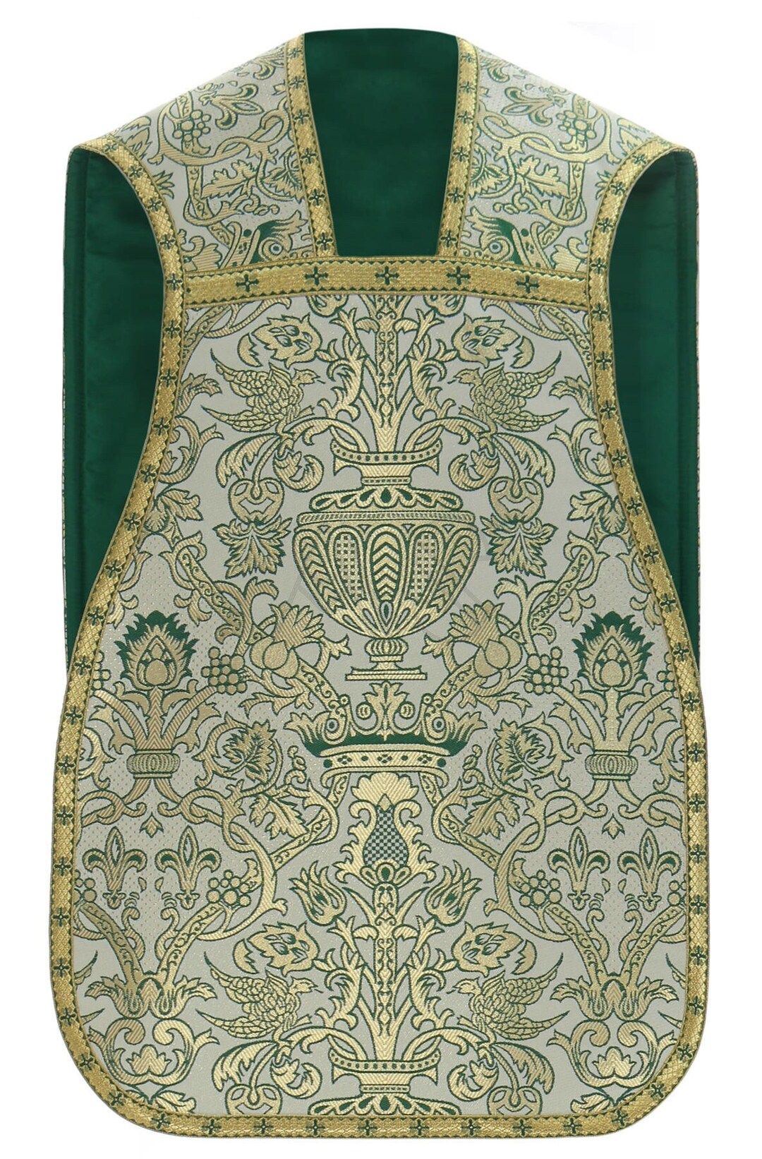 Green Roman Chasuble With Matching Stole, Maniple, Burse and Chalice ...